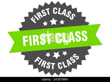 first class label. first class green band sign. first class Stock ...