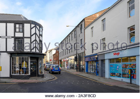 street of shops, chepstow town centre, monmouthshire, south wales, uk ...