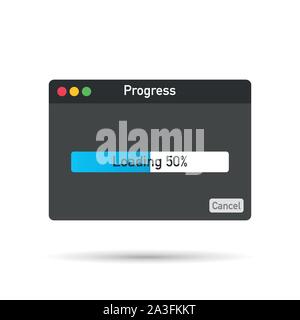 Loading data window with progress bar on laptop screen. Vector stock ...