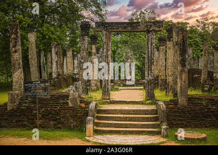 Ruins of Atadage Temple in Dalada Maluva Quadrangle, Polonnaruwa, Sri ...