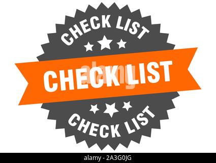 check list label. check list orange band sign. check list Stock Vector ...
