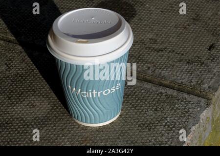 Waitrose disposable and reusable take away coffee cup and travel mug in ...