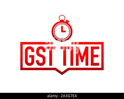 GST Time label on white background. Vector stock illustration Stock ...