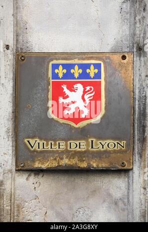 Flag of Lyon, France. Close Up Stock Photo - Alamy