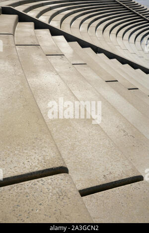 Concrete stepped sea defence wall at Cleveleys near Blackpool, Fylde ...