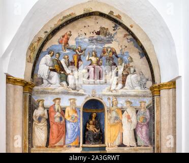 Fresco 'Holy Trinity' by Italian Renaissance painter Masaccio (1425) in ...