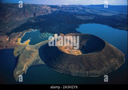 Kenya, Turkana, Volcanoes on Lake Turkana from the Sky (aerial view ...