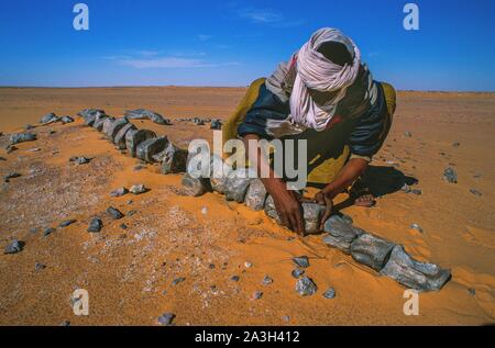 Niger, Tenere, Dinosaur fossils at Gobero in the desert of Tenere Stock ...