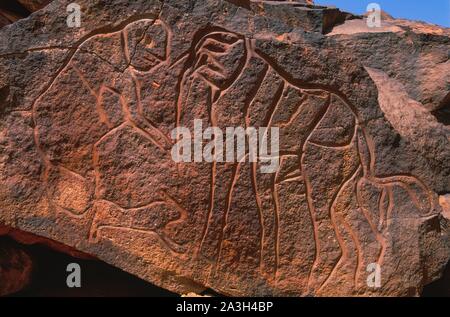 Libya, Sahara, Rock carvings from Messak Settafet Stock Photo - Alamy