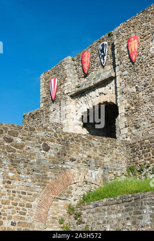 Dover castle, England. Palace Gate seen from the inside of the inner ...
