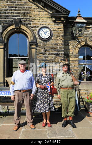 The Haworth Home Guard batallion on parade at Oakworth station, on the ...