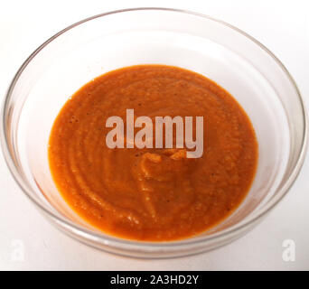 Zucchini caviar in a glass jar, homemade autumn preparations, with ...