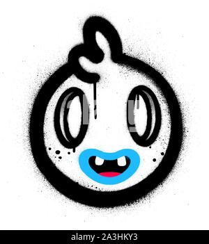 Cute monster cartoon face over yellow abstract background vector ...