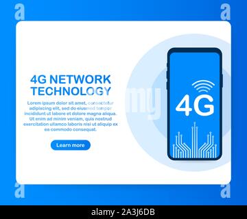 4G network wireless systems and internet. Communication network. Vector ...