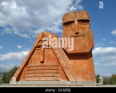 The symbol of Artsakh – the statue “We and our mountains”, Stepanakert ...