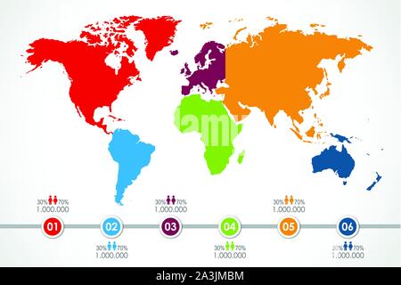World map infographic: Light World map with pointer marks - communication concept Stock Vector ...