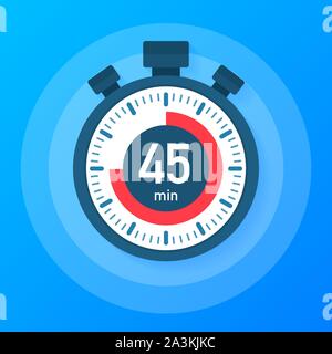 45 minutes timer, stopwatch or countdown icon. Time measure. Chronometr ...
