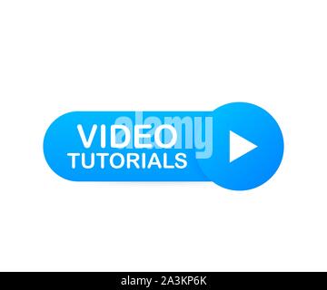 Video tutorials Button, icon, emblem, label. Vector illustration Stock ...