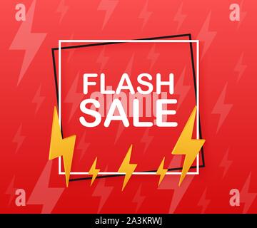 Flash sale. Flash ribbon banner, scroll, price tag, sticker, badge ...
