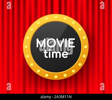 Movie time poster. Cartoon vector illustration. Cinema motion picture ...