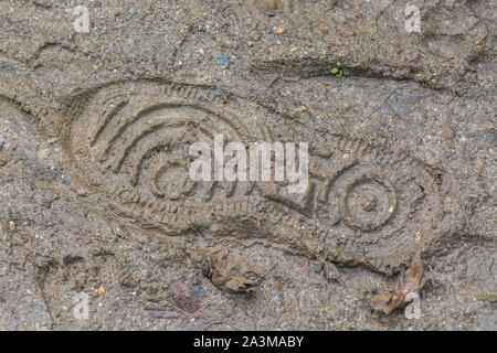 muddy walking boot print on mud path Stock Photo - Alamy