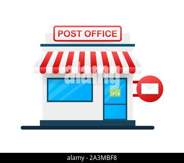 Post office banner of mail delivery. Postal service poster with postman ...