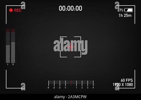 Camera view viewing images. Visual screen focusing. Video recording ...