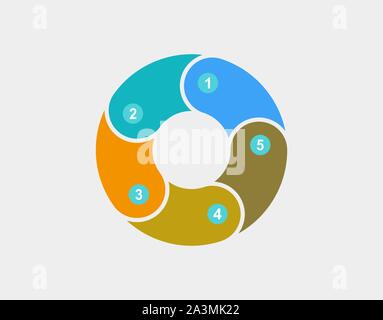 Infographic circular cyclic process 8. Template from colored pie charts ...