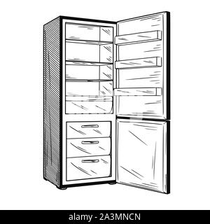 Refrigerator drawing. Line isolated on clean background. Vector Stock ...