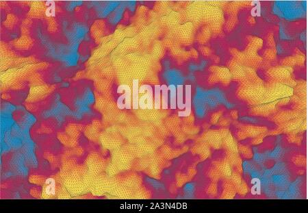 Fire and smoke. Mosaic. 3d perspective grid background texture ...