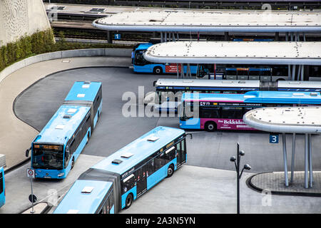 Wuppertal, Germany, Central Bus station, at the main station, 5 platforms with 18 stops for WSW ...