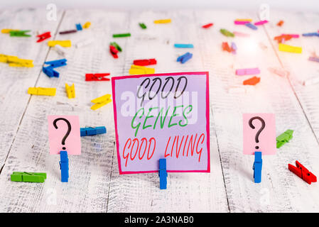 Handwriting text writing Good Genes Good Living. Concept meaning ...