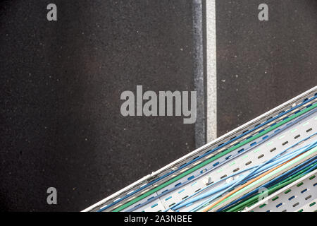 electric metal channel .electric cables inside the cable duct in an ...