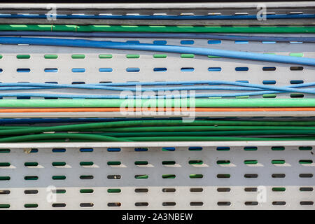 electric metal channel .electric cables inside the cable duct in an ...