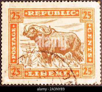 African buffalo on postage stamp of Tanzania Stock Photo - Alamy