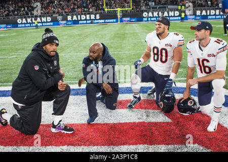 Chicago Bears punter Pat O'Donnell (16) wears an "Stop Hate" sticker on ...