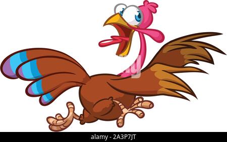 Screaming running cartoon turkey bird character. Vector illustration ...
