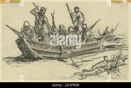 Soldiers going up the Matanakau River [e.g. Mataniko River ...