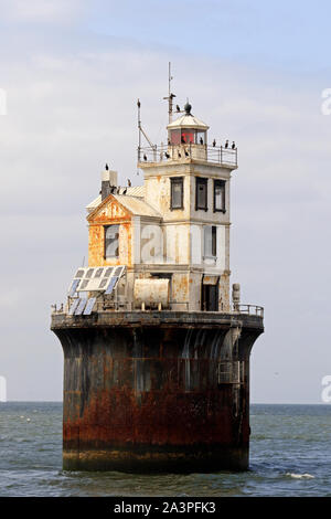 The Fourteen Foot Bank Lighthouse in the Delaware Bay was the first ...