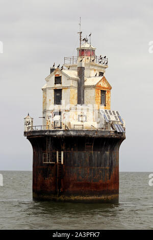 The Fourteen Foot Bank Lighthouse in the Delaware Bay was the first ...