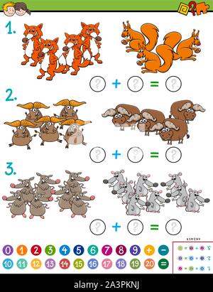 Addition worksheet with wild animals illustration Stock Vector Image ...