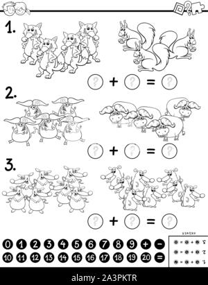 Addition worksheet with wild animals illustration Stock Vector Image ...