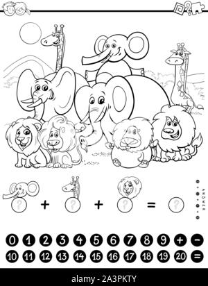 Addition worksheet with wild animals illustration Stock Vector Image ...