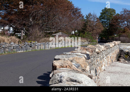 Stone fences in Old Greenwich, Connecticut Stock Photo - Alamy