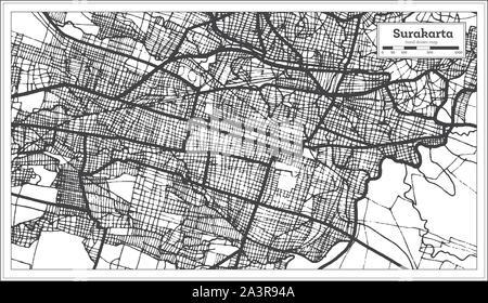 Surakarta Indonesia City Map in Retro Style. Outline Map. Vector ...