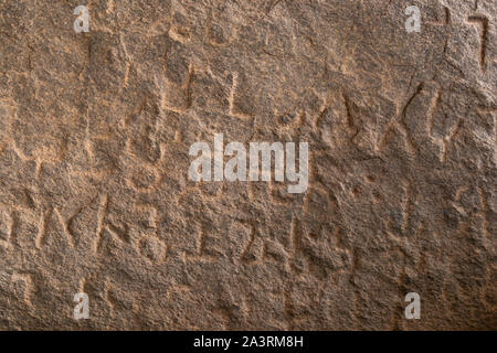 Rock edict of Emperor Ashoka on rock boulder at Maski, Raichur, India ...