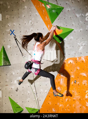 Lucka Rakovec of Slovenia competes in the Lead climbing womans Final on ...