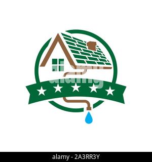 gutter and house roof logo template. Roof downspout vector design ...