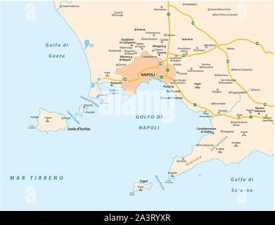 Naples Italy City Map in Retro Style in Golden Color. Outline Map. Vector Illustration Stock ...