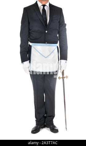 fremason with accessories in front of white background Stock Photo - Alamy